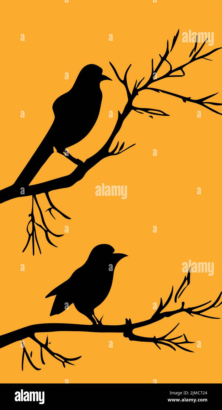 Uccelli su sagome di rami Immagini Vettoriali Stock - Alamy