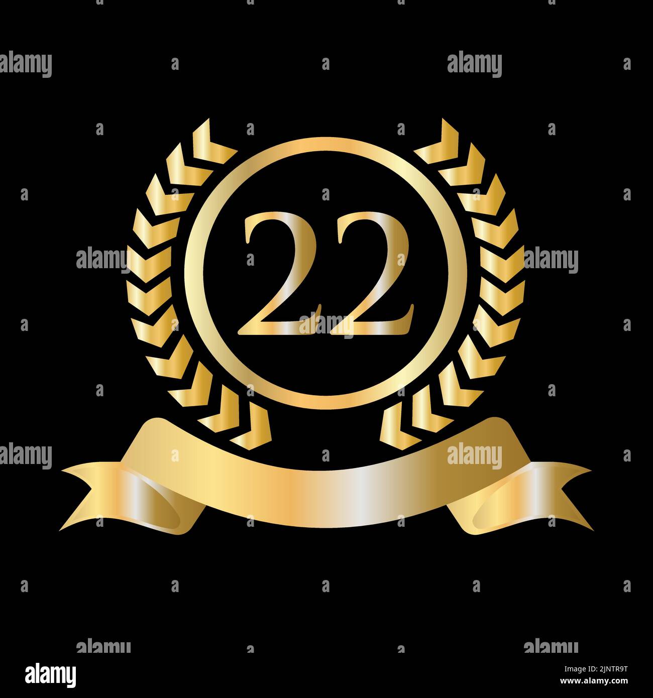 Twenty Two, 22nd Anniversary Celebration Gold e Black Template. Stemma ...