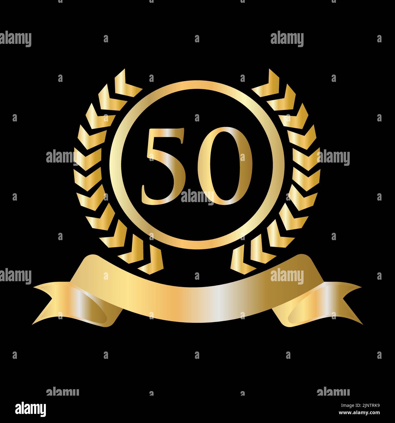 Fifty, 50 anni anniversario Celebration Gold e Black Template. Stemma ...