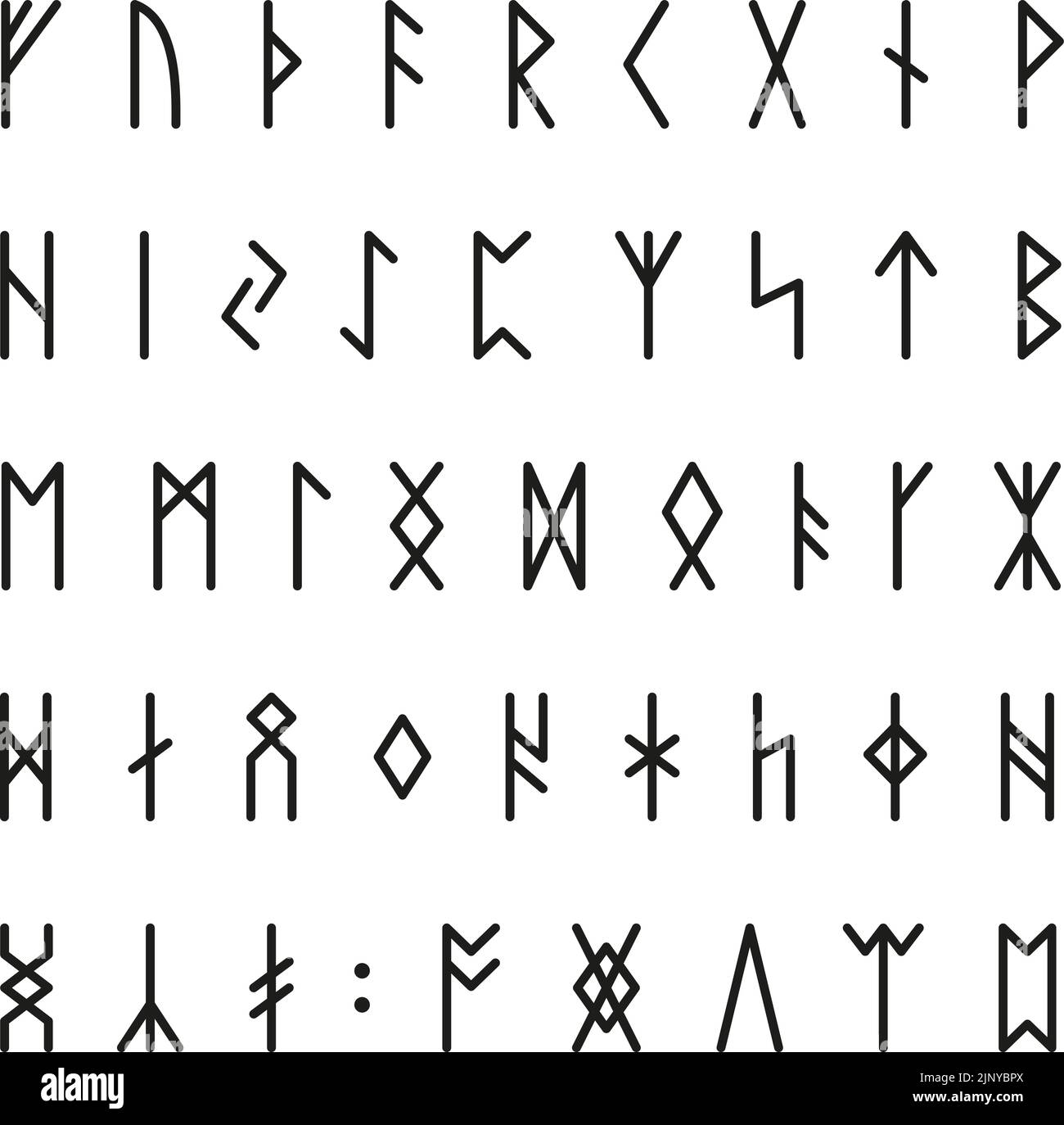 Rune vichinghe. Alfabeto celtico runico, mitico segno medievale norreno ...