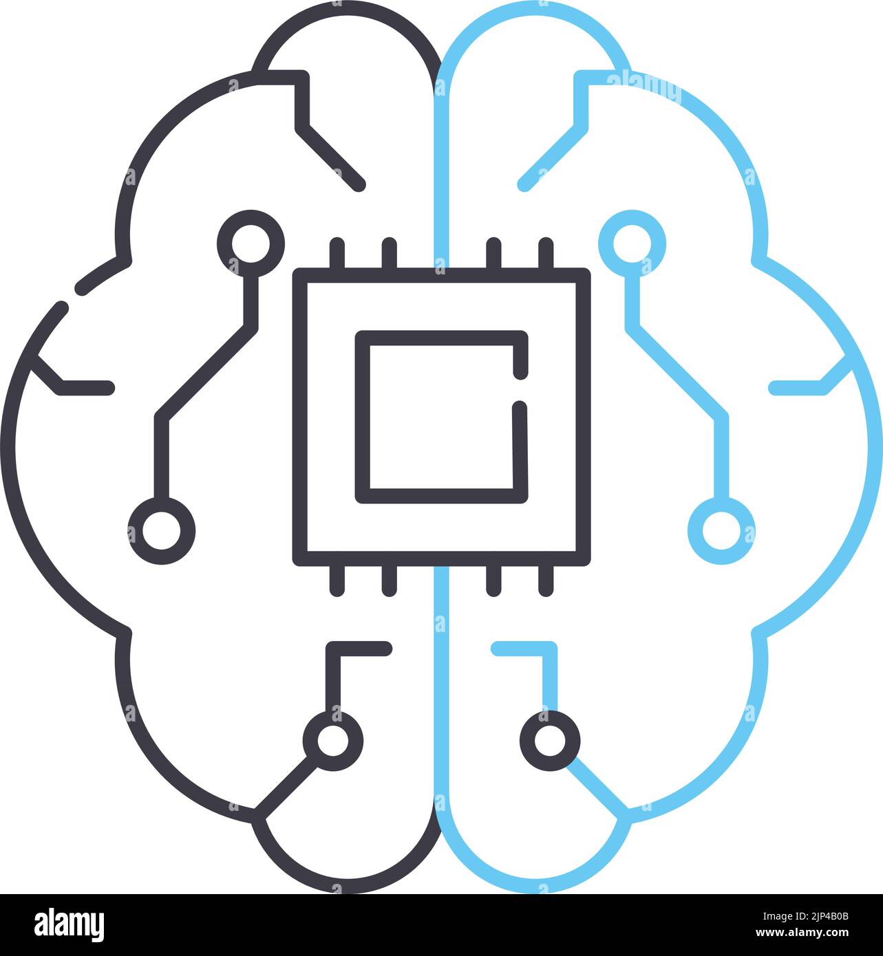 icona della linea cerebrale di intelligenza artificiale, simbolo del ...