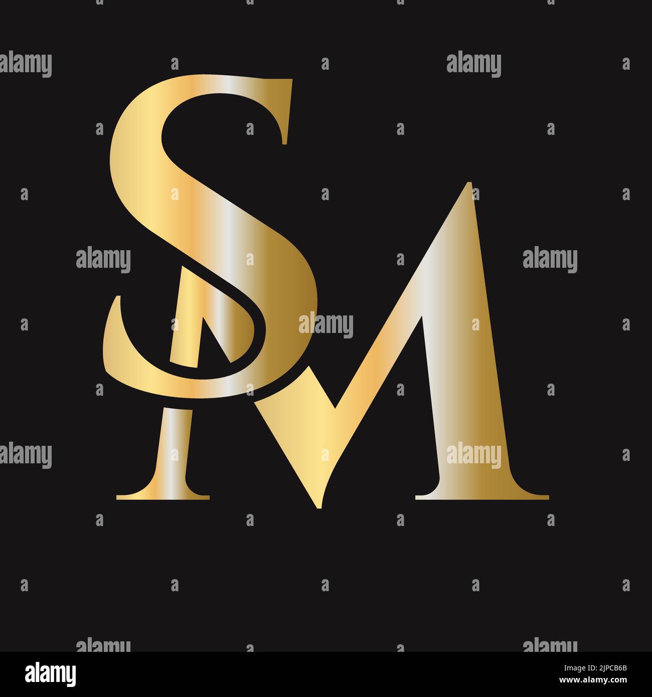 Lettera iniziale SM, modello vettoriale di disegno del logo MS ...