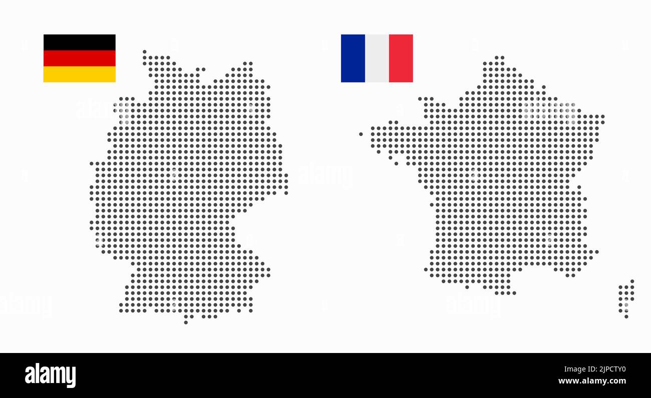 La Germania e la Francia punteggiano la mappa con la bandiera. Paesi ...