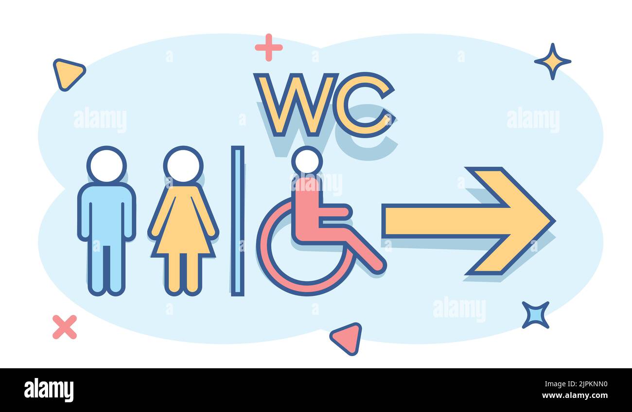 Vector cartoon WC, WC icona in stile fumetto. Gli uomini e le donne ...