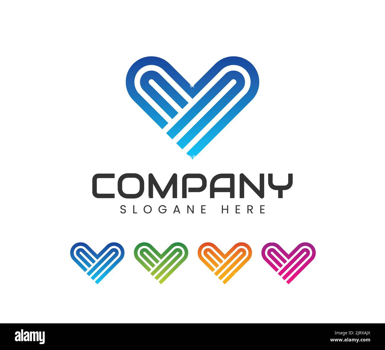 Disegno della linea del logo di amore del cuore Immagini Vettoriali ...