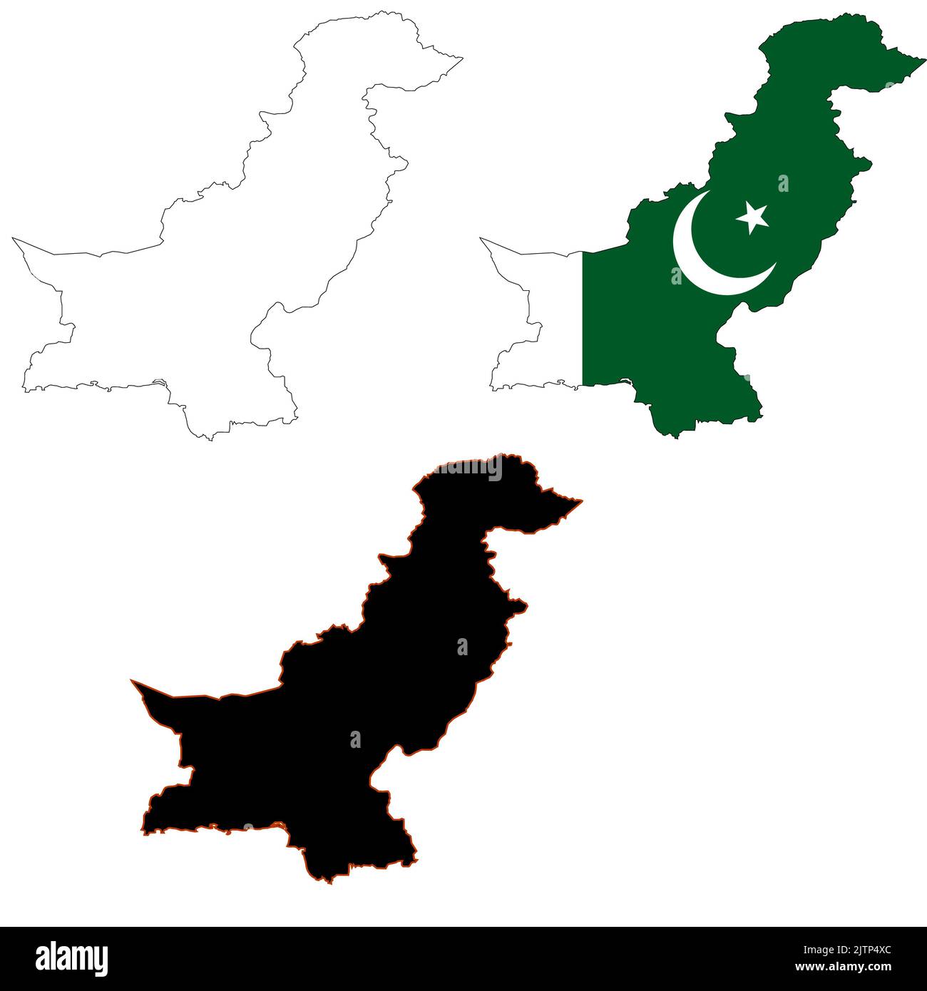 Mappa del Pakistan su sfondo bianco. Mappa del Pakistan con segnale di ...