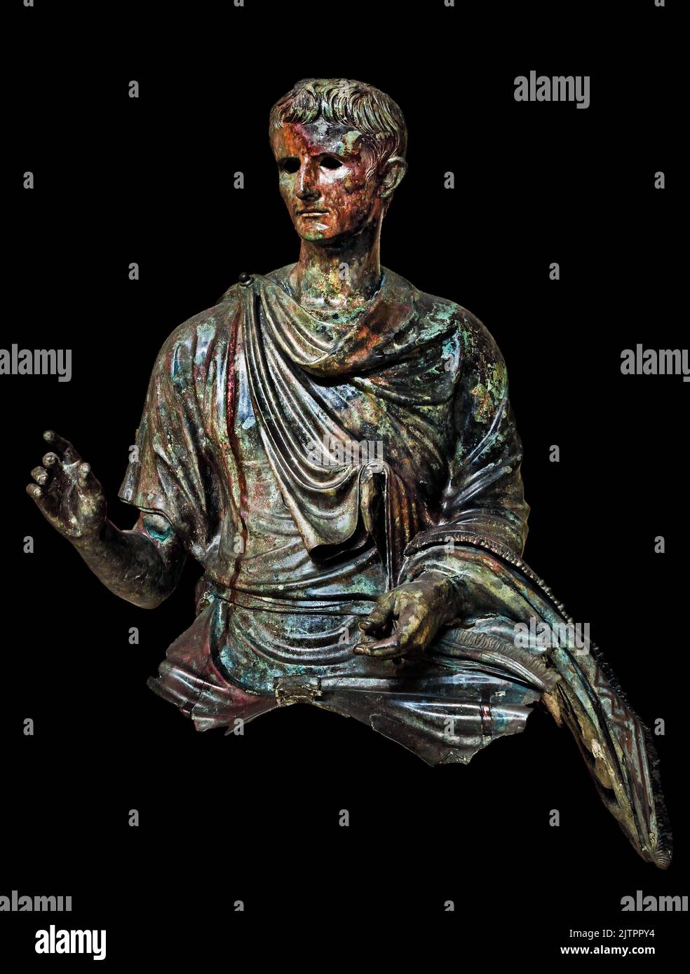 Statua in bronzo romana, imperatore romano Augusto, 12-10 a.C ...