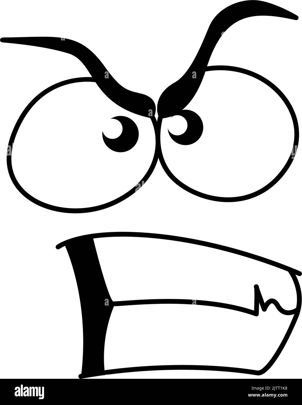 Sorridere emoticon faccia, smiley comic disgruntled con la bocca ...