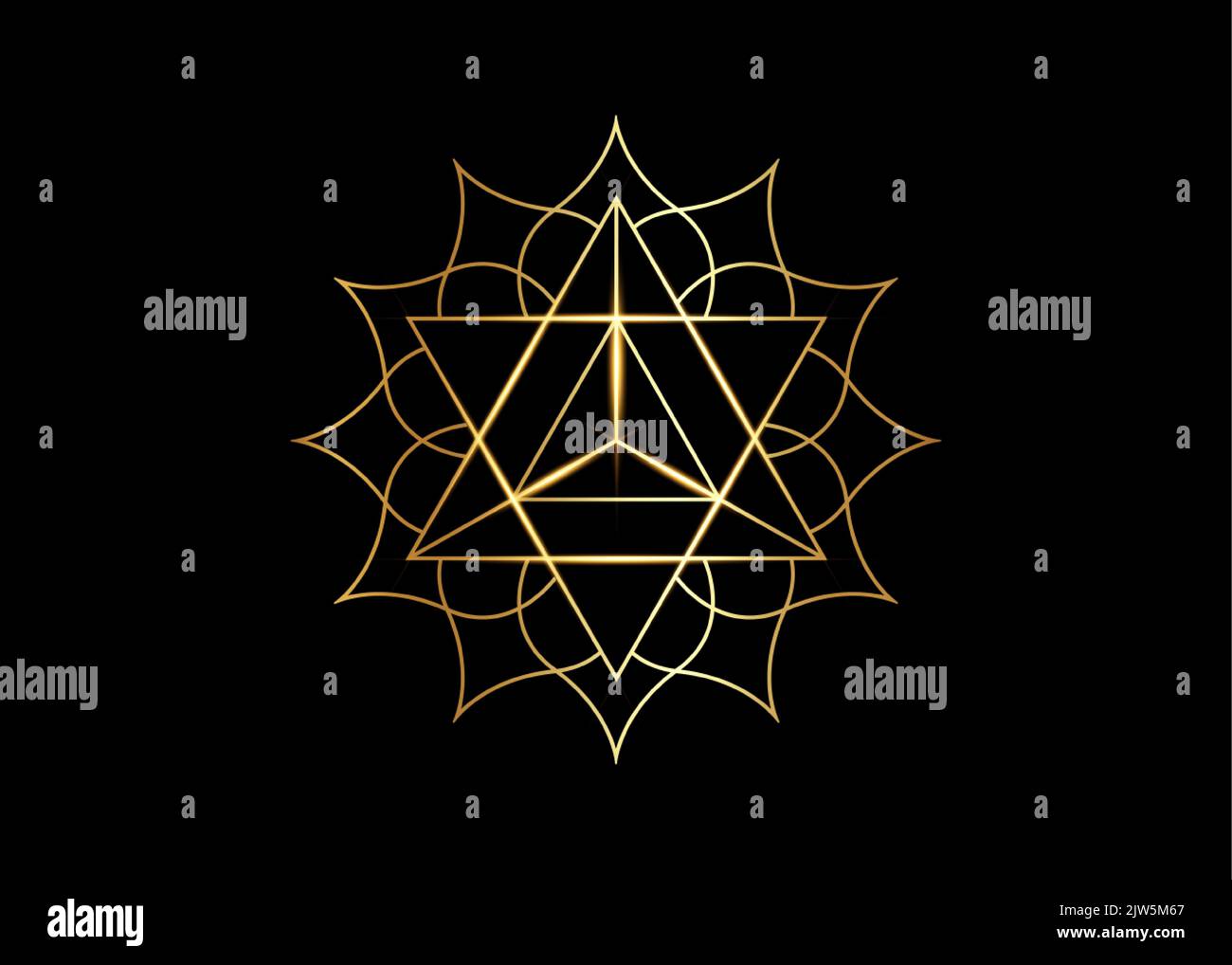 Geometria sacra, simbolo mistico della Merkabah, fiore di loto in linea ...