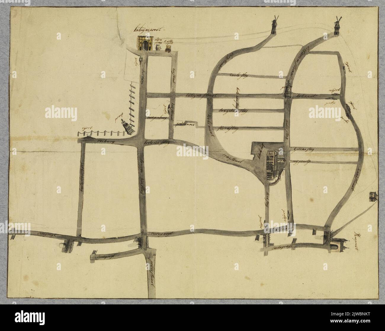 Mappa di Wijk C a Utrecht; il sito tra Stadsbuitengracht / Oudegracht ...