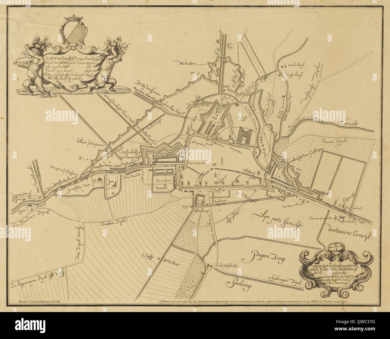 Mappa della città di Utrecht con dintorni immediati; con esposizione ...