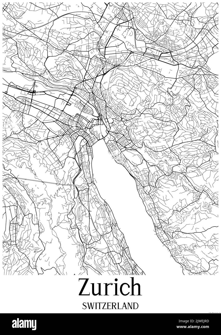 Zurigo mappa vettoriale Immagini senza sfondo e Foto Stock ritagliate ...