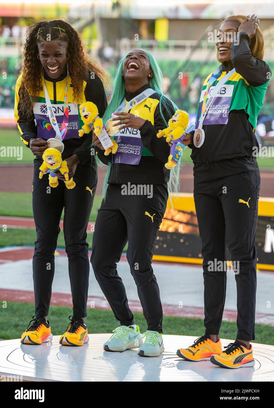 Shericka Jackson, Shelly-Ann Fraser - Pryce e Elaine Thompson-Herah ...