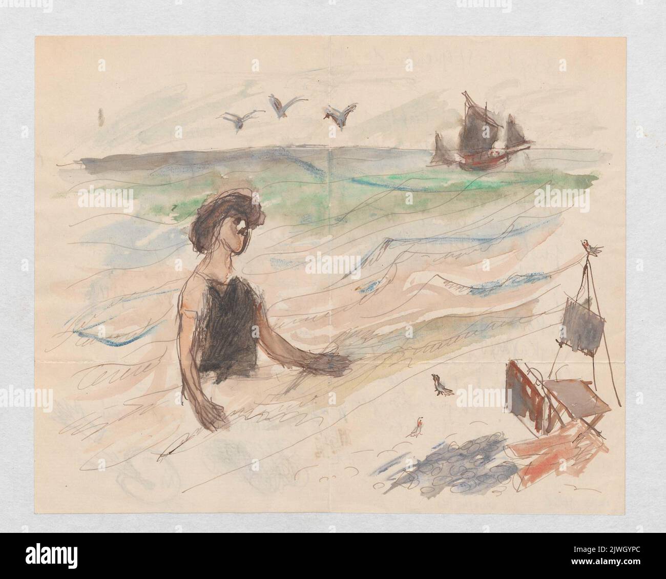 Lettera a Maria Mickiewiczówna con disegno [autoritratto dell'artista ...