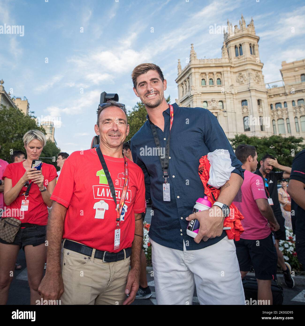 Patrick Evenepoel, padre di Remco, e il portiere belga Thibaut Courtois ...