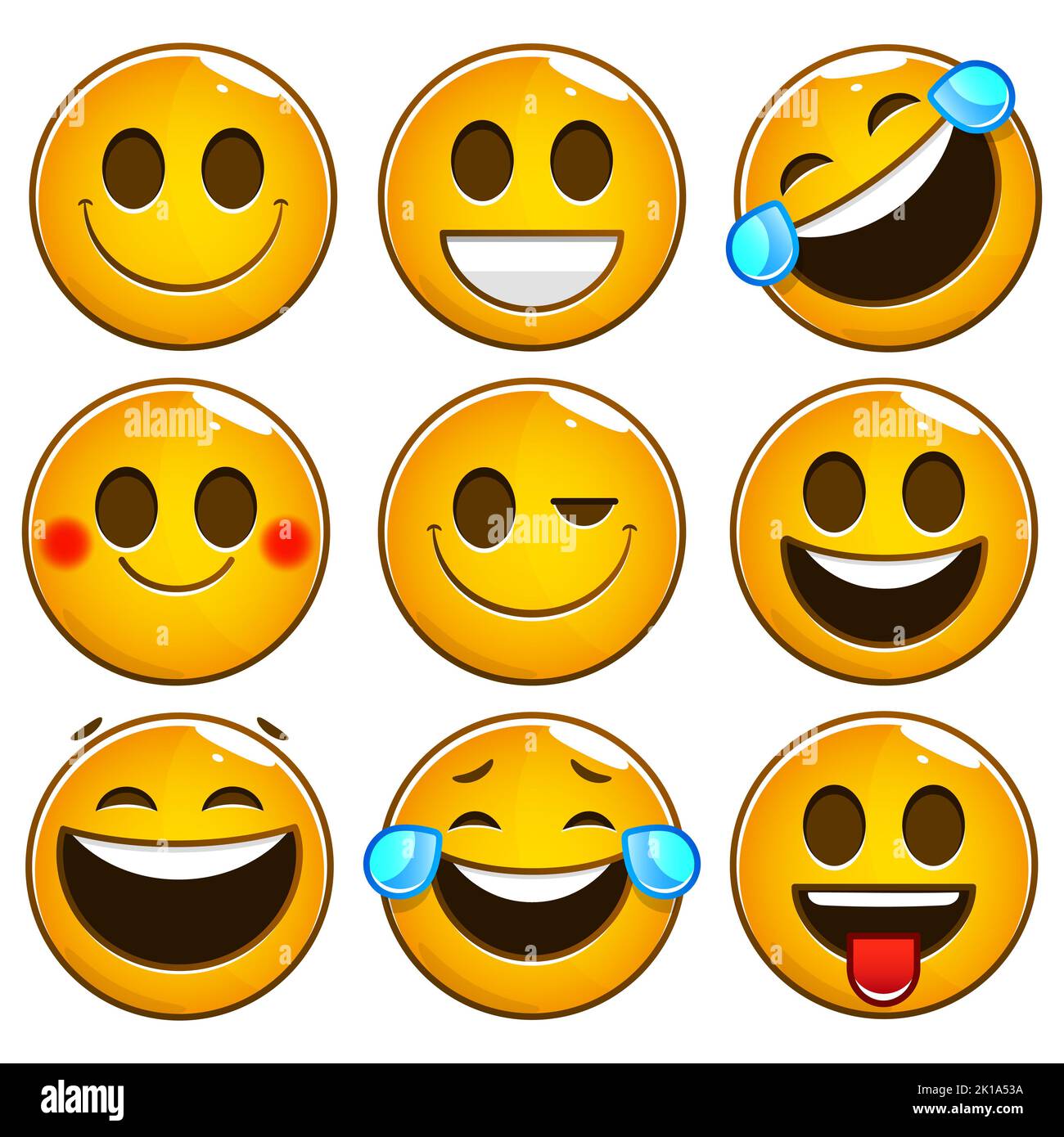 Set di vettori Emoji e Emoticon Faces. Emoji o emoticon con espressioni ...