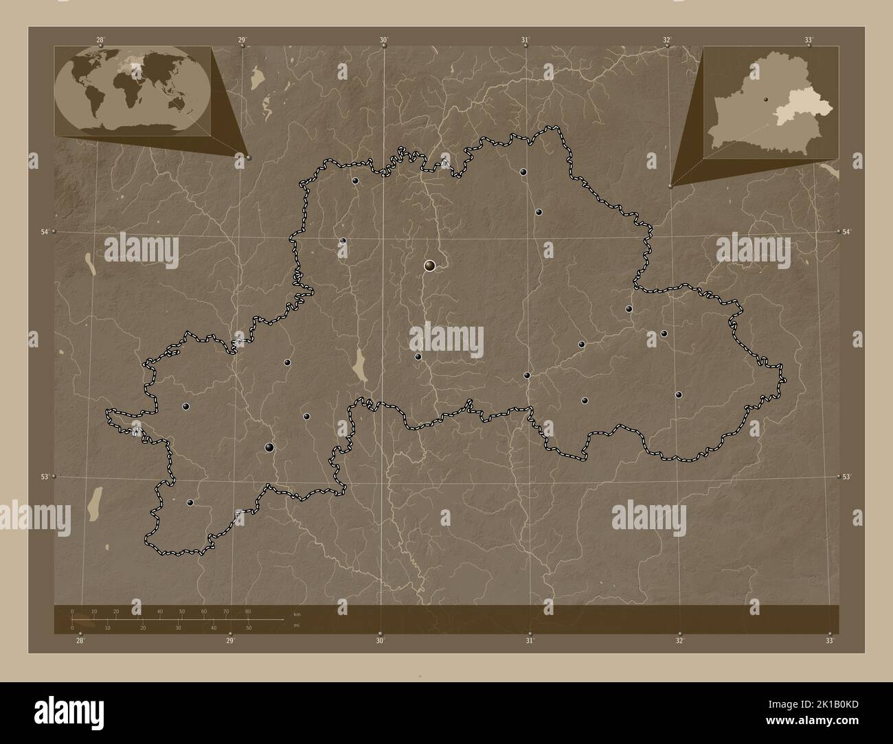 Mahilyow, regione della Bielorussia. Mappa dell'altitudine colorata in ...