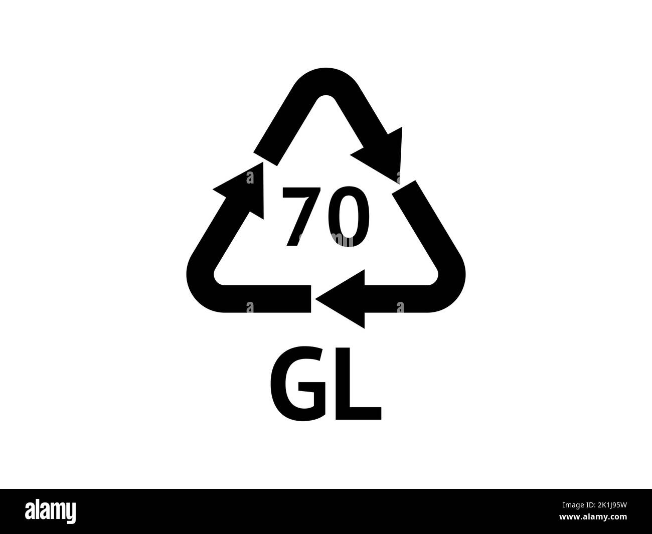 Codici di riciclaggio del vetro. Simbolo di riciclaggio su sfondo ...