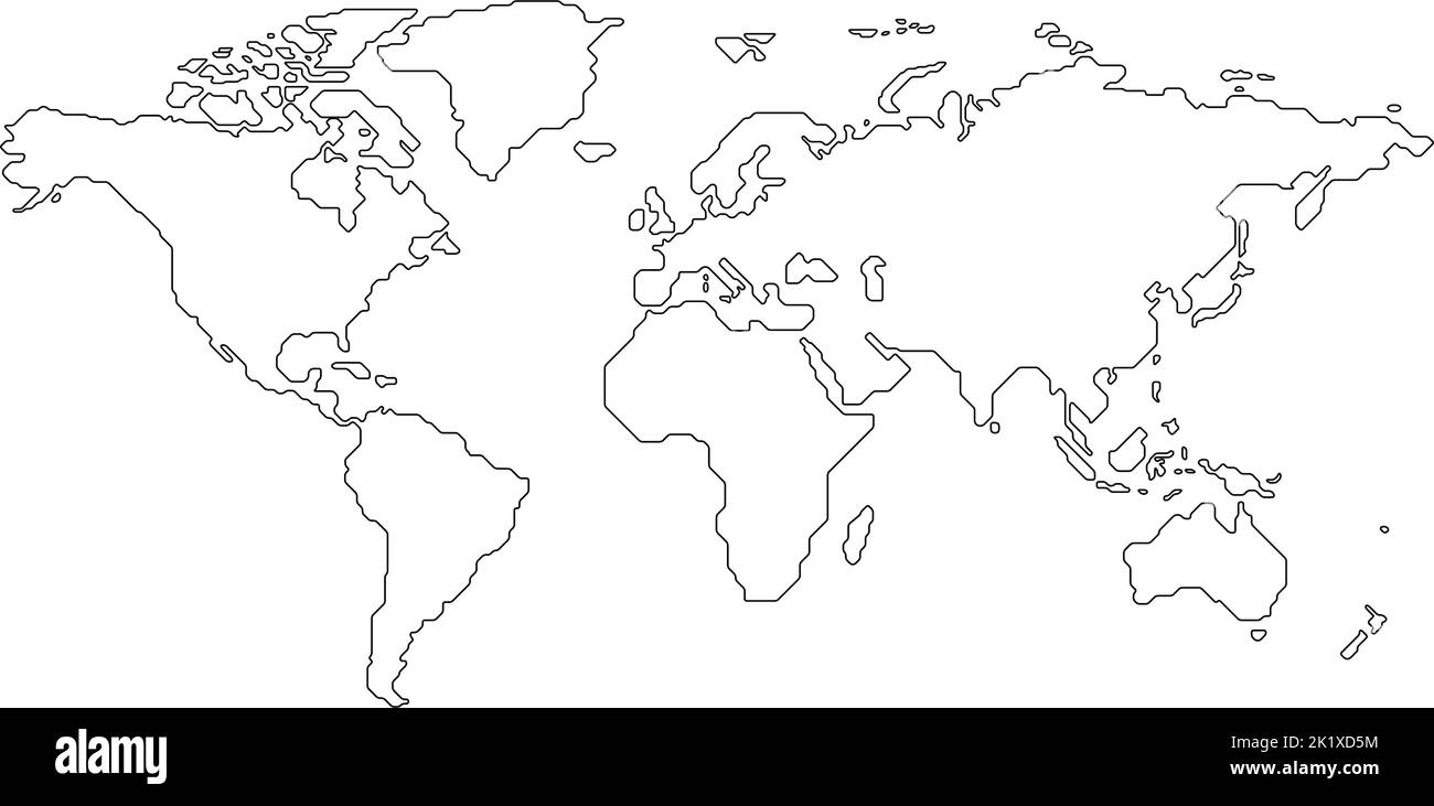 Mappa del mondo. Mappa del mondo vettoriale stilizzata in bianco e nero ...
