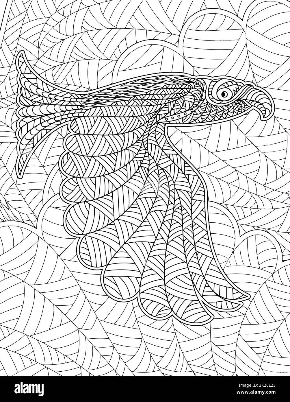 Falco gigante che sparge Wings in Sky con disegno dettagliato linea ...