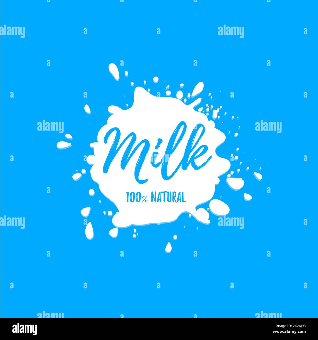 Logo isolato blu vettoriale del latte. Icona Paint blot. Logo con ...