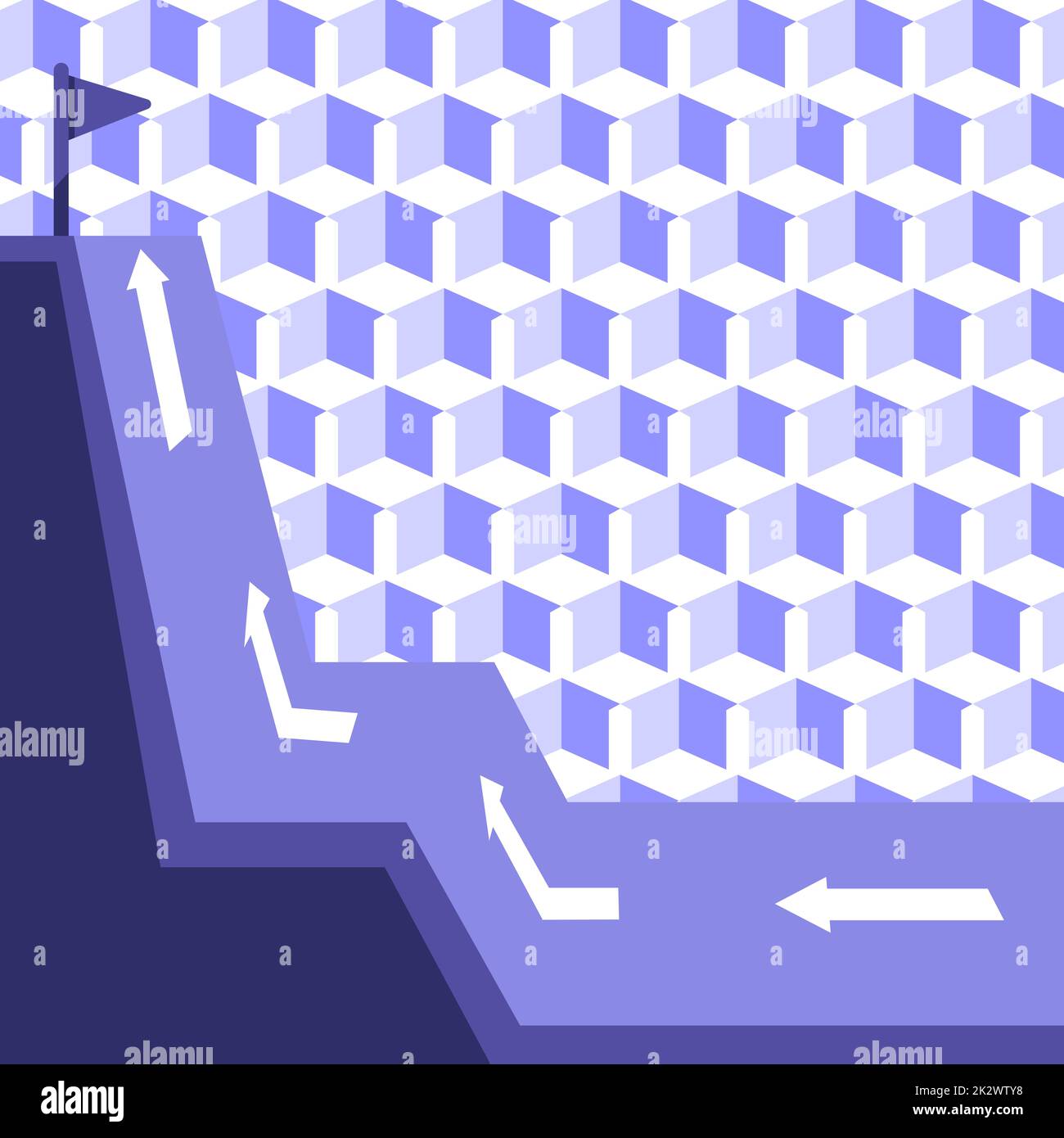 Mountain Range disegno con strada che porta a Raised Flag in cima ...
