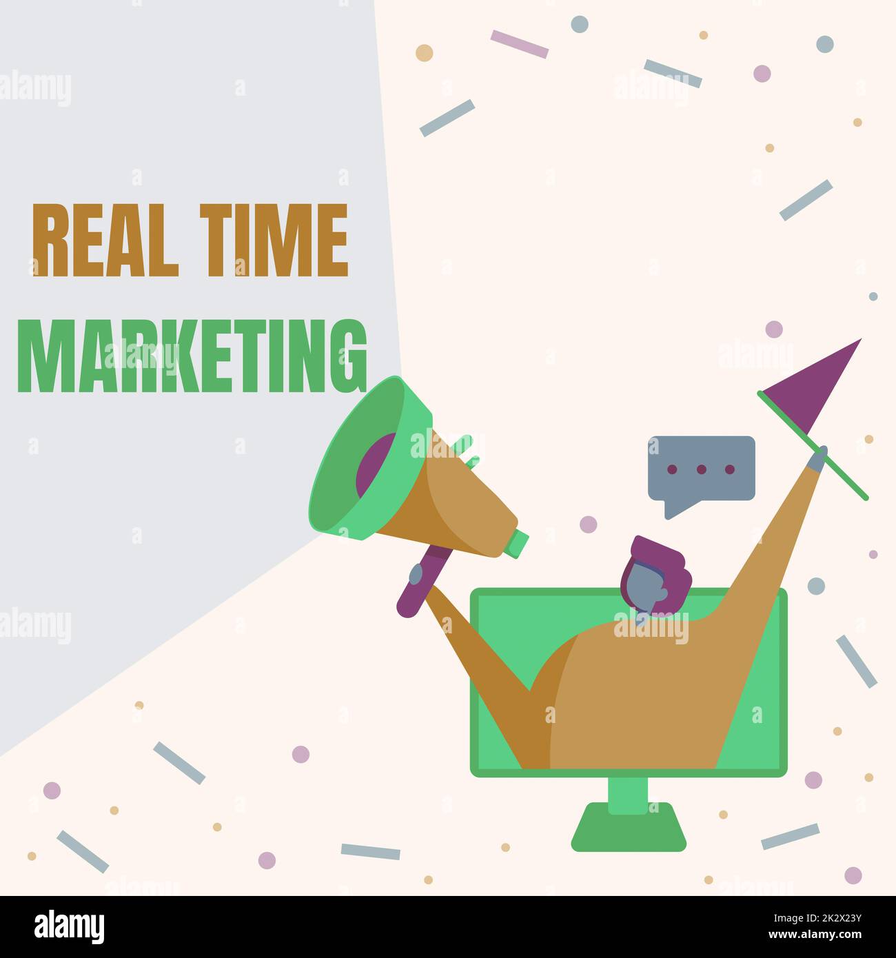 Scrittura a mano segno Real Time Marketing. Parola scritta sulla ...