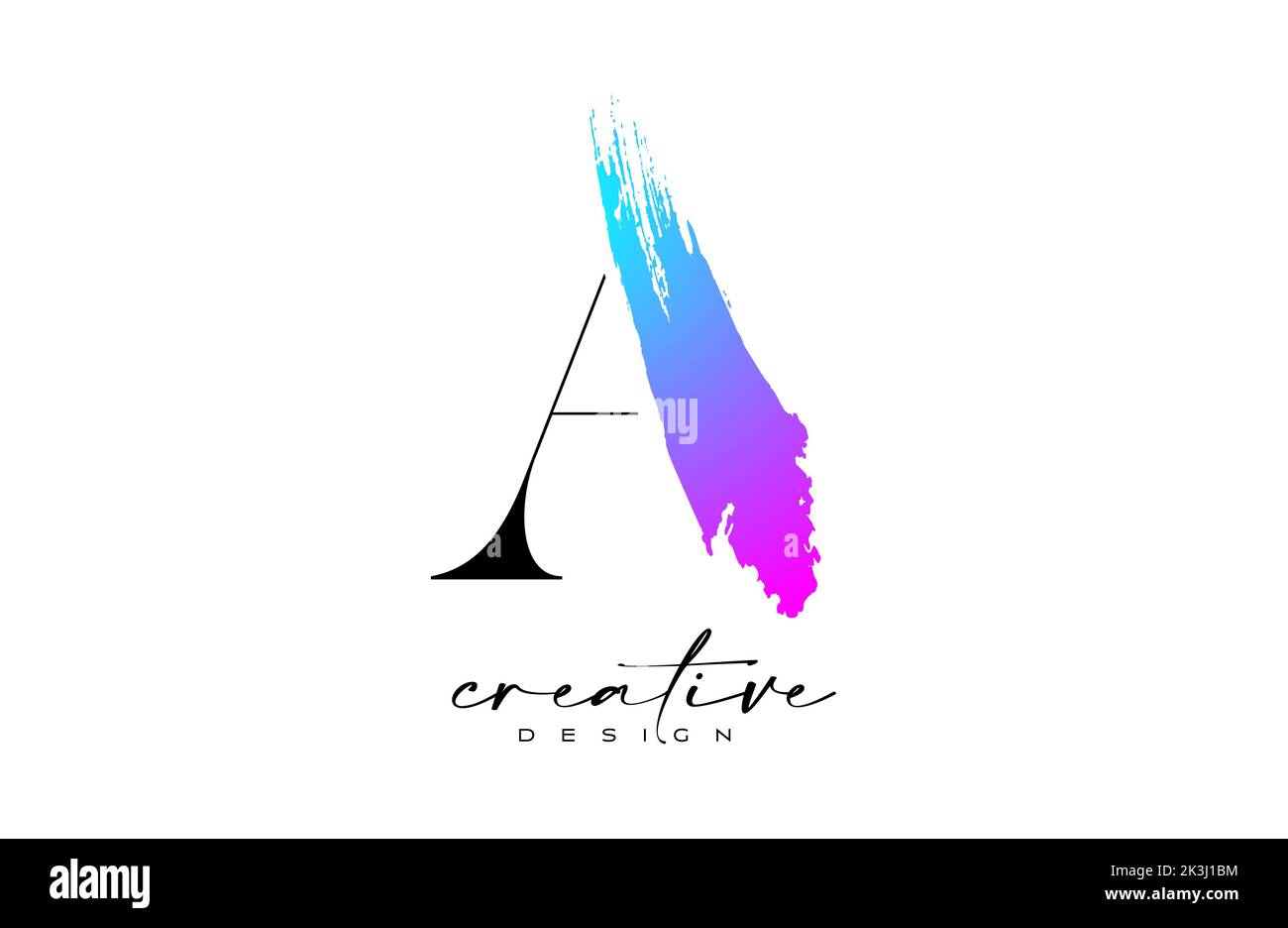 Pennello lettera Un logo con disegno artistico colorato Blue Purple ...
