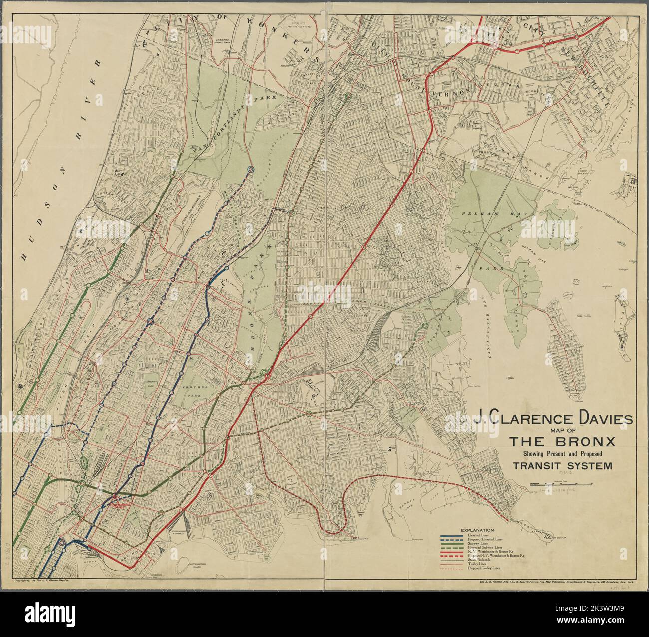 Mappa del Bronx che mostra il sistema di transito attuale e proposto ...