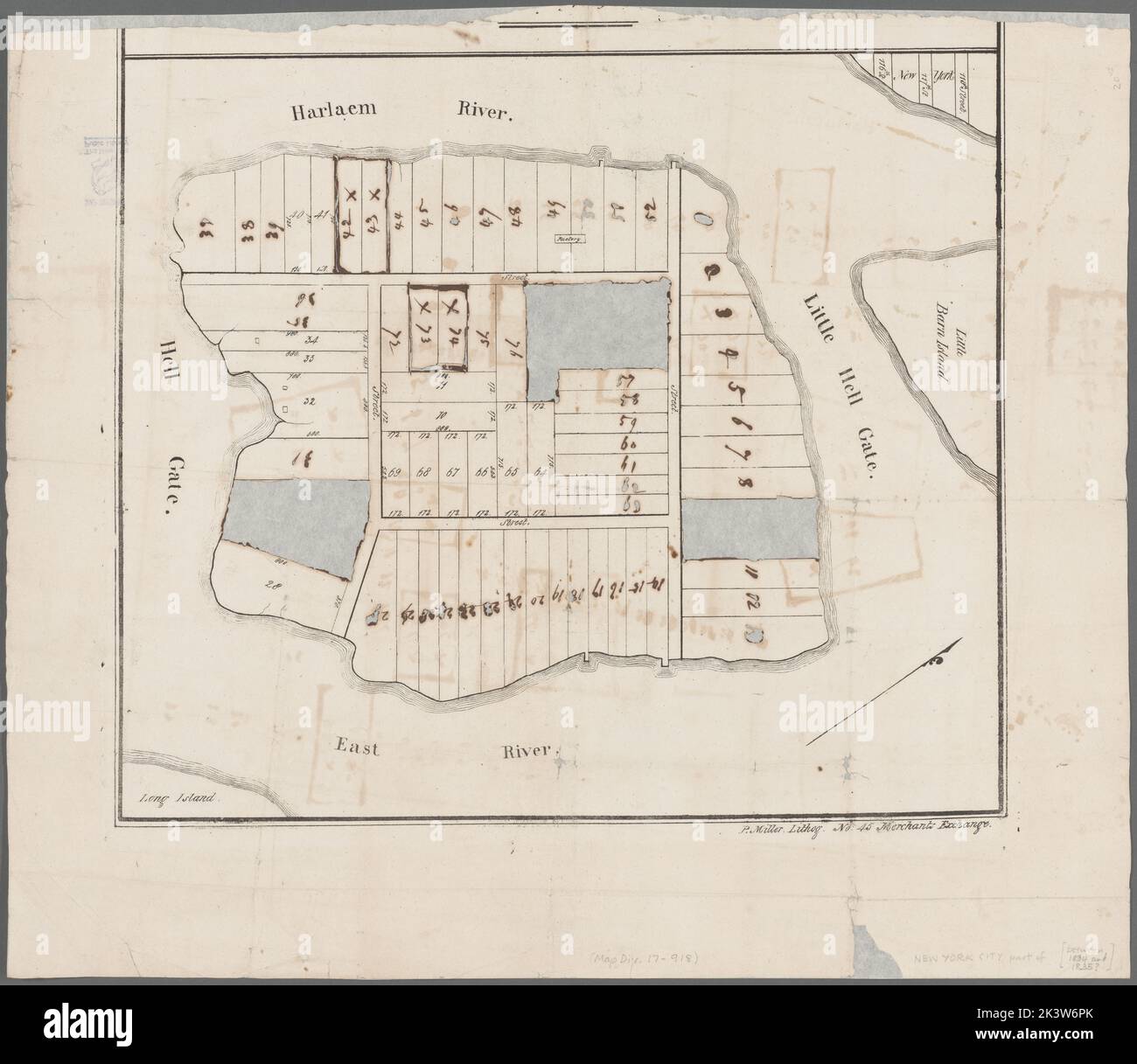 Mappa di Great Barn Island, New York, con strade e lotti cartografici ...