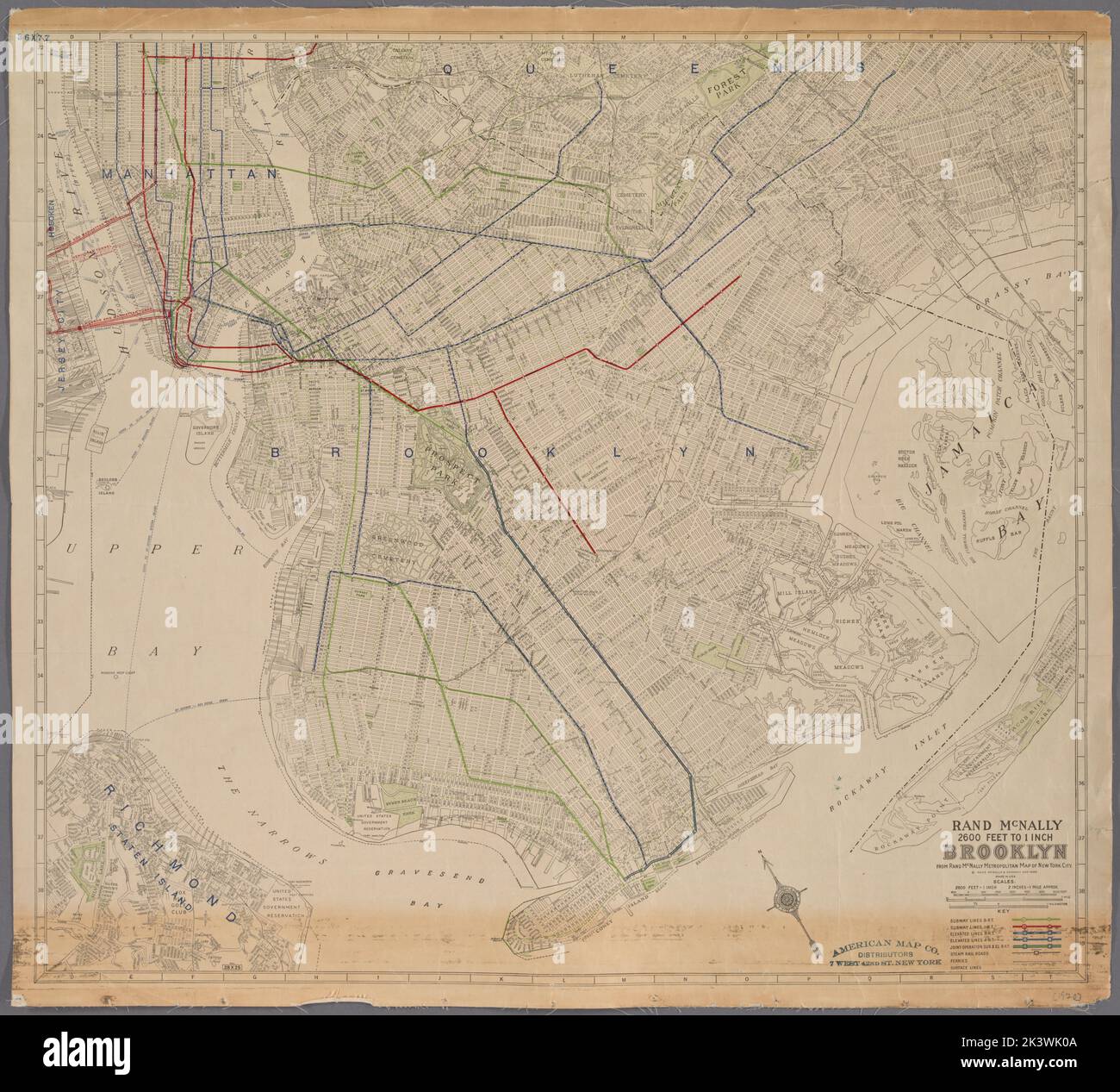 Brooklyn, da Rand McNally Metropolitan Map di New York City. Testo ...