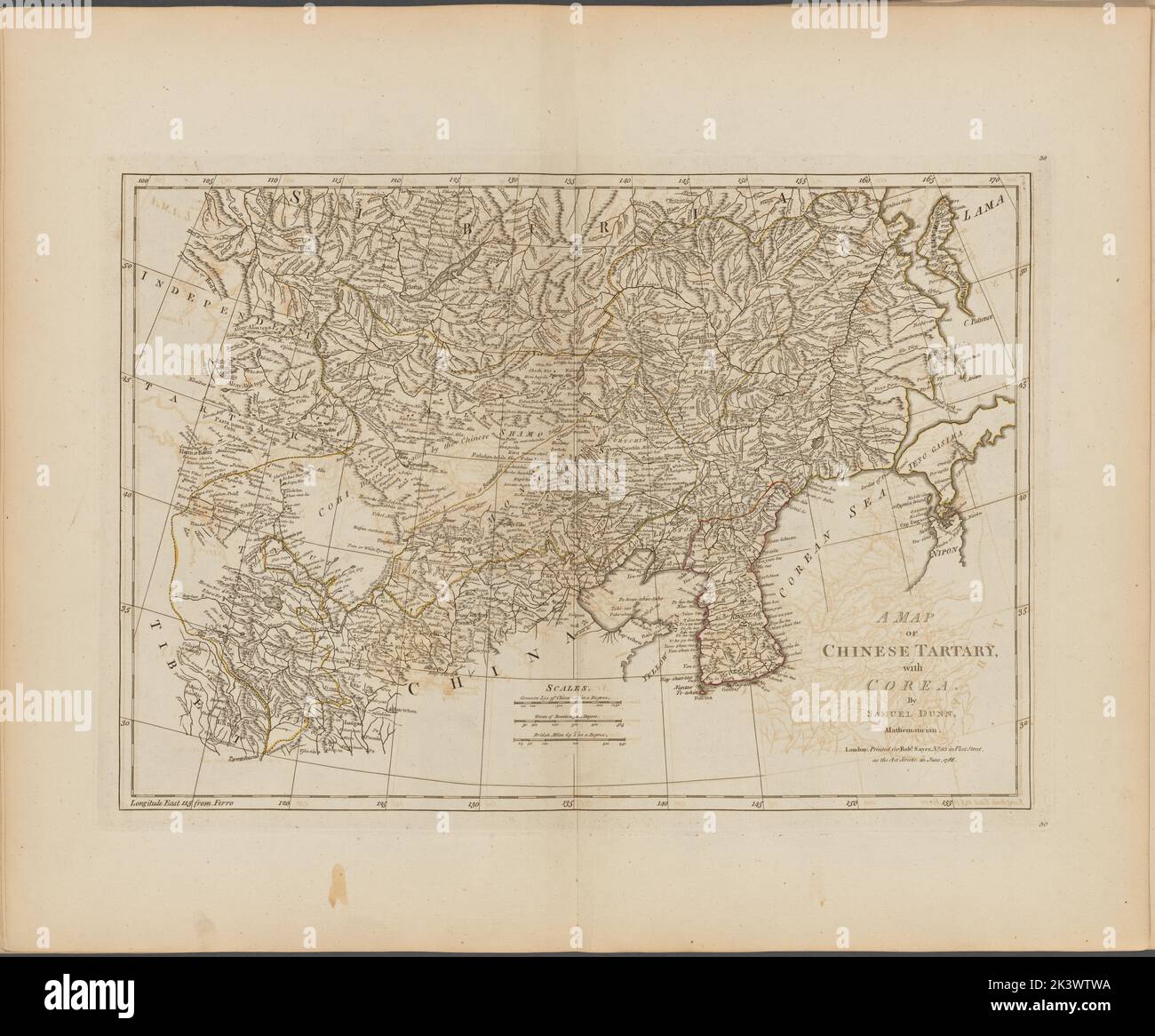 Una mappa del Tartario Cinese, con Corea 1786. Dunn, Samuel, d. 1794 ...