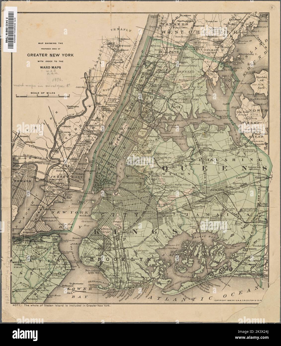 Mappa che mostra l'area proposta di Greater New York, con indice delle ...