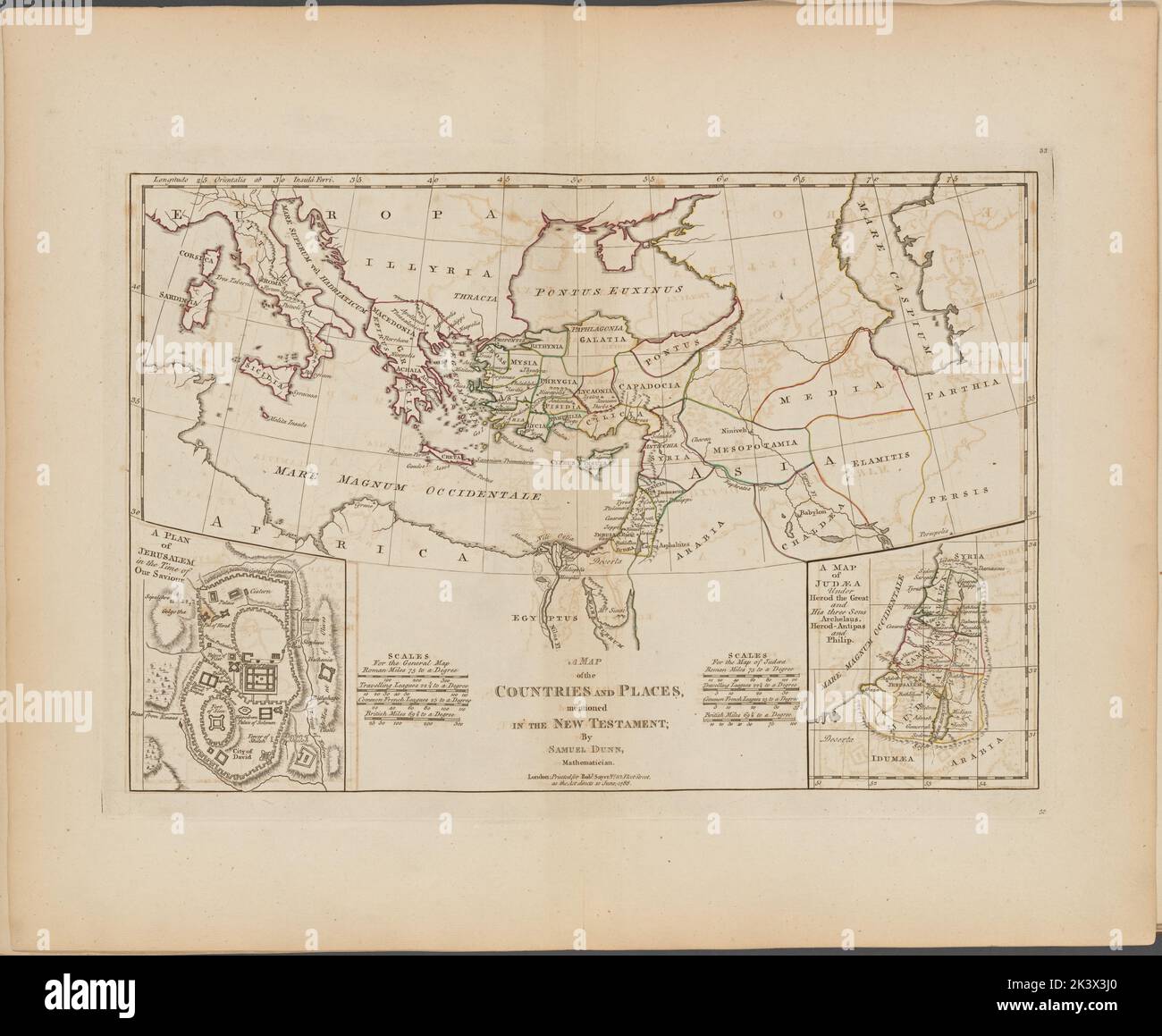 Una mappa dei paesi e dei luoghi, menzionata nel nuovo Testamento 1786 ...