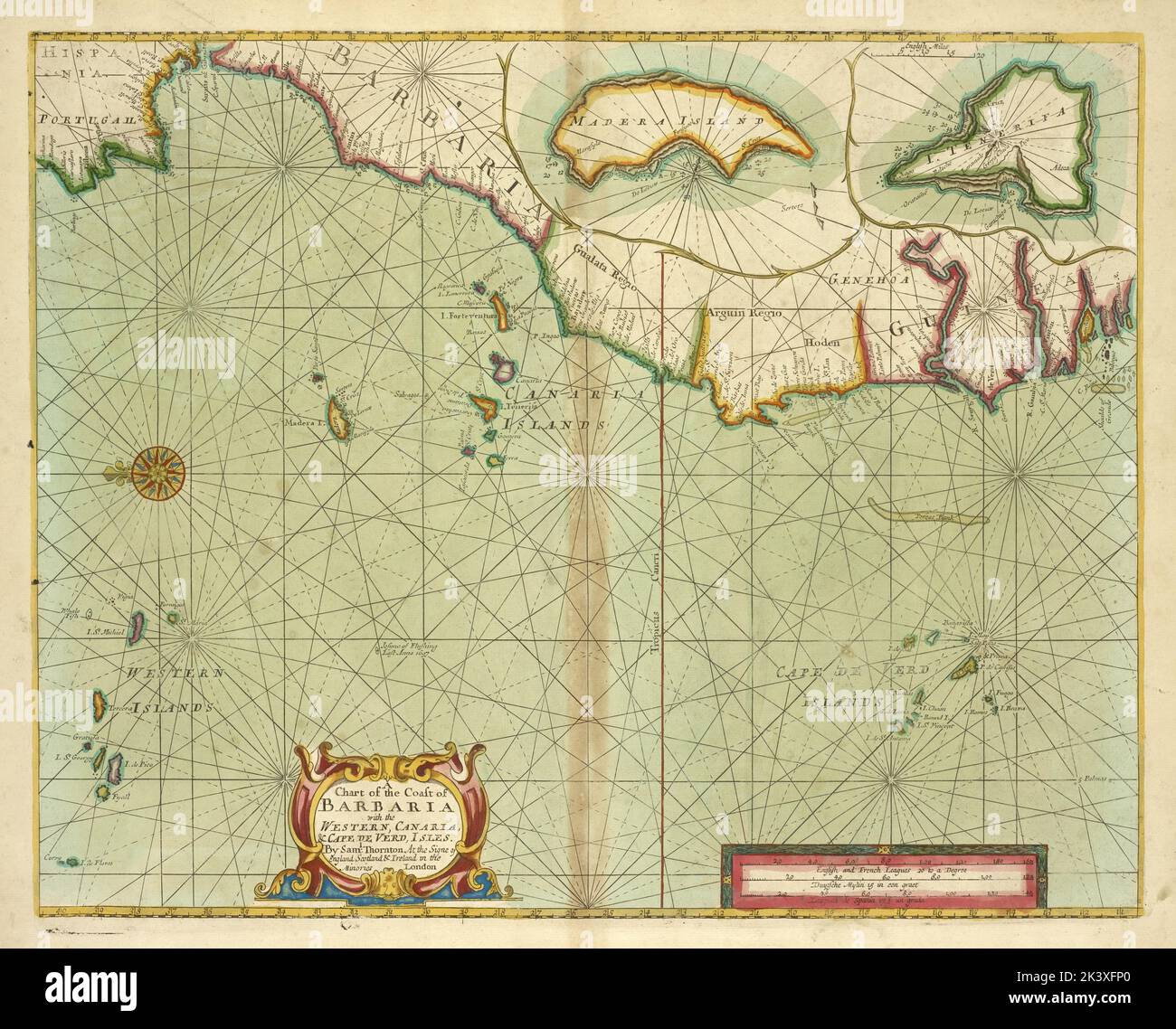 Un grafico della costa DI BARBARIA con l'Occidente, Canaria e Capo di ...
