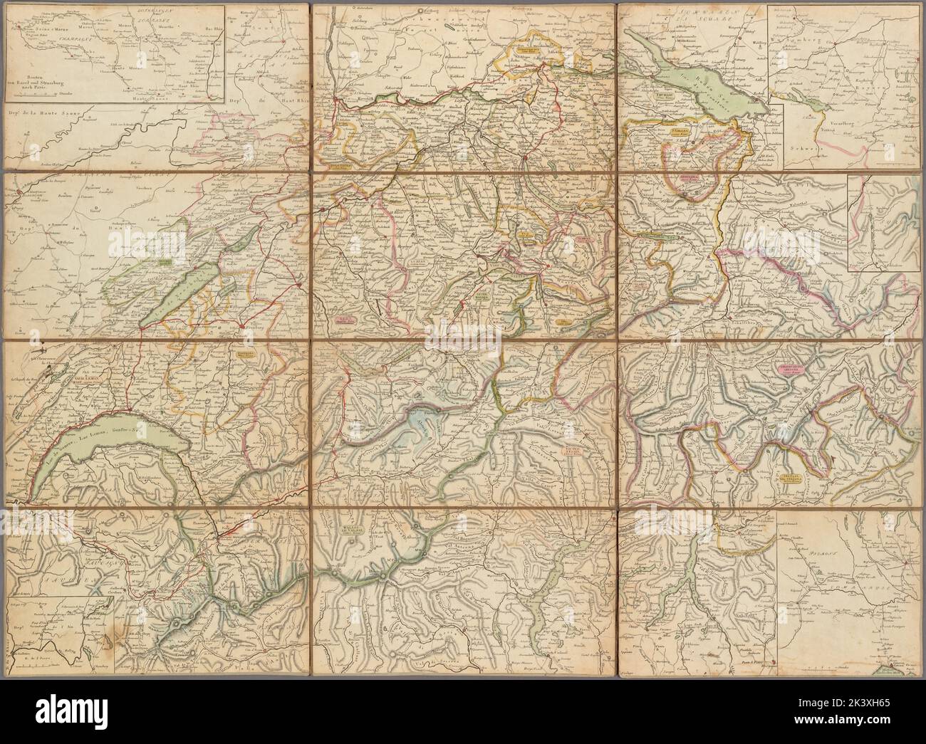 Reisecharte der Schweiz di H. Keller. Carta routière de la Suisse ...