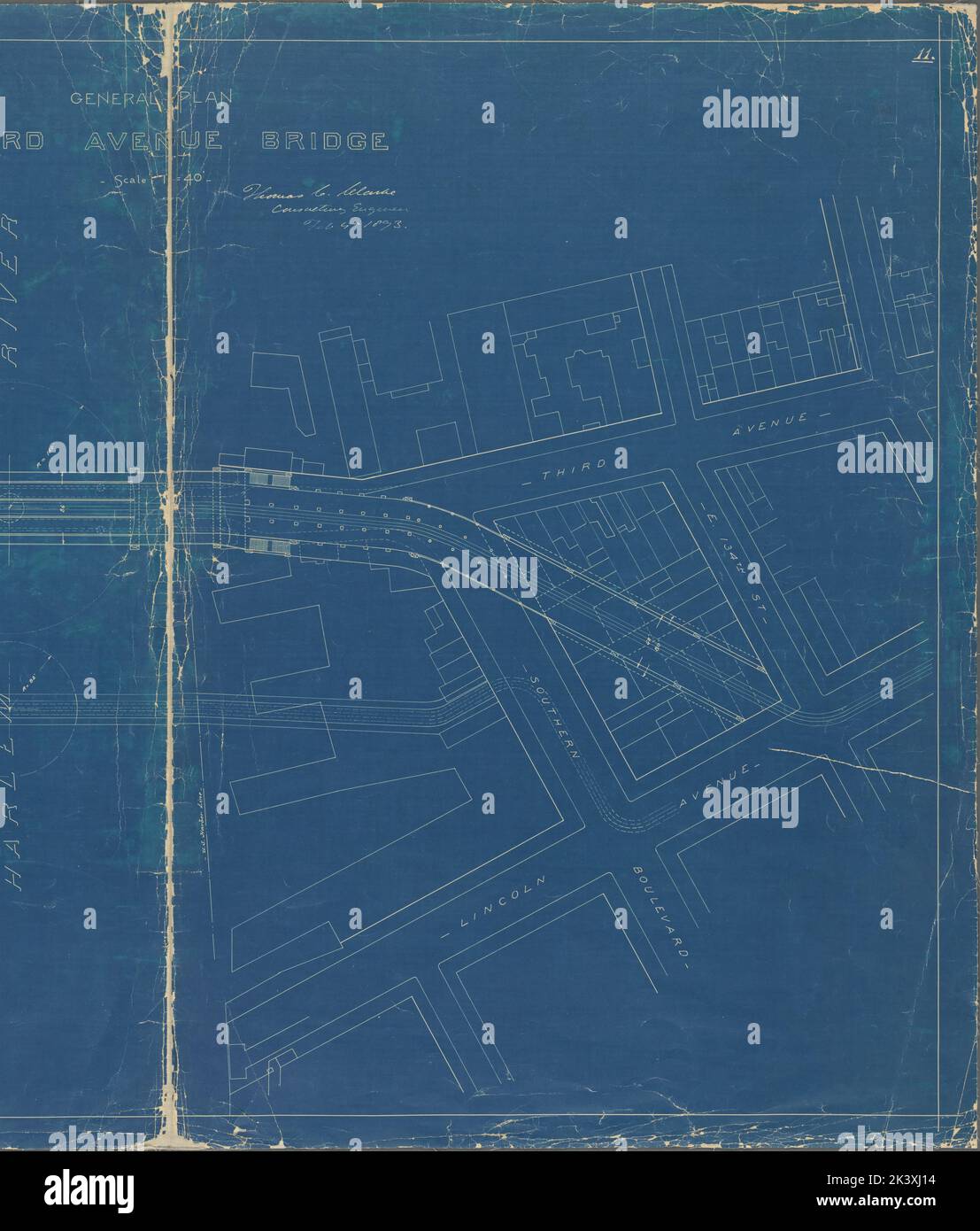 Pianta generale, Third Avenue Bridge Cartographic. Mappe. 1893. Lionel ...