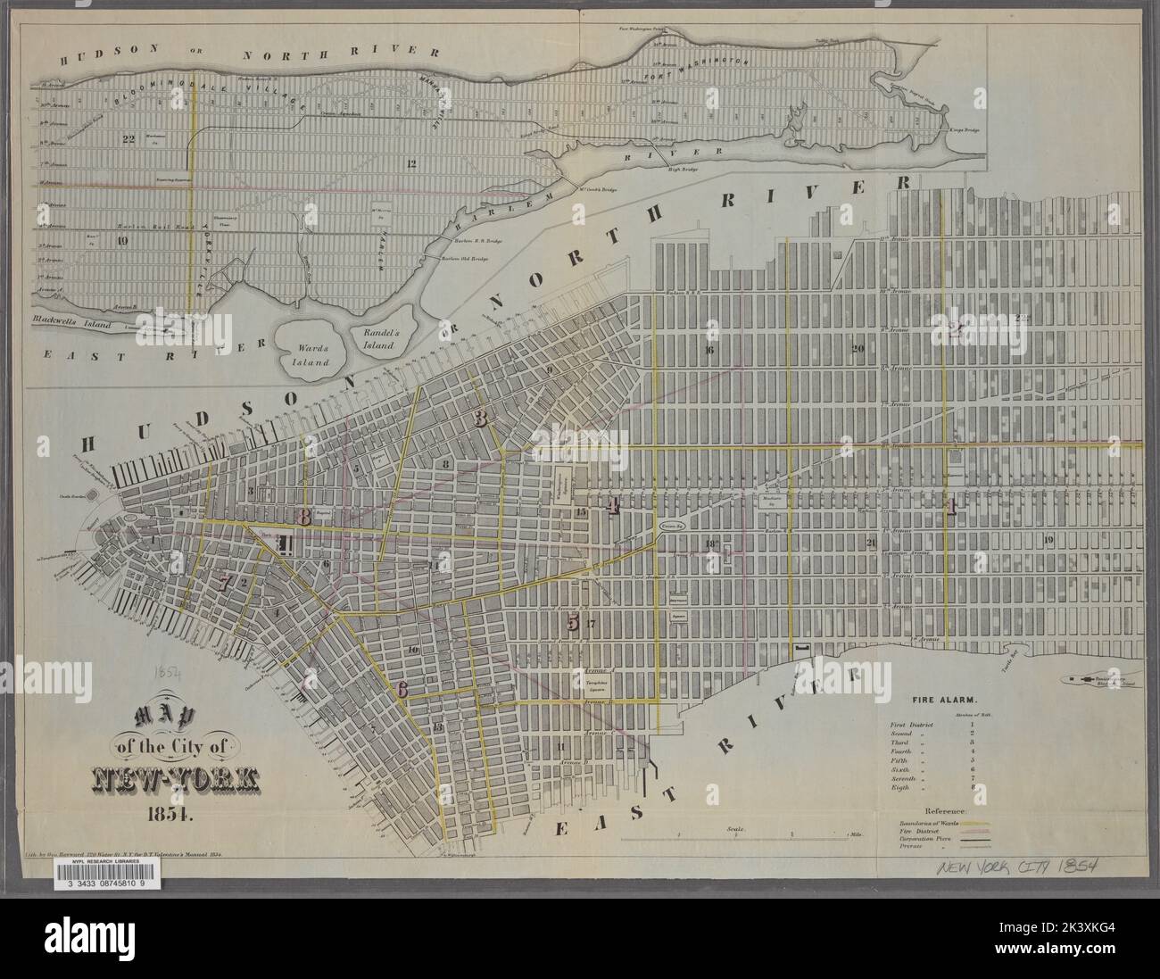 Mappa della città di New York. 1854. San Valentino, D. T. (David Thomas), 1801-1869 ...