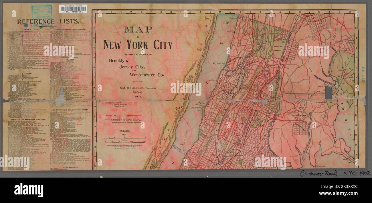 Mappa di New York che mostra porzioni di Brooklyn, Jersey City e ...