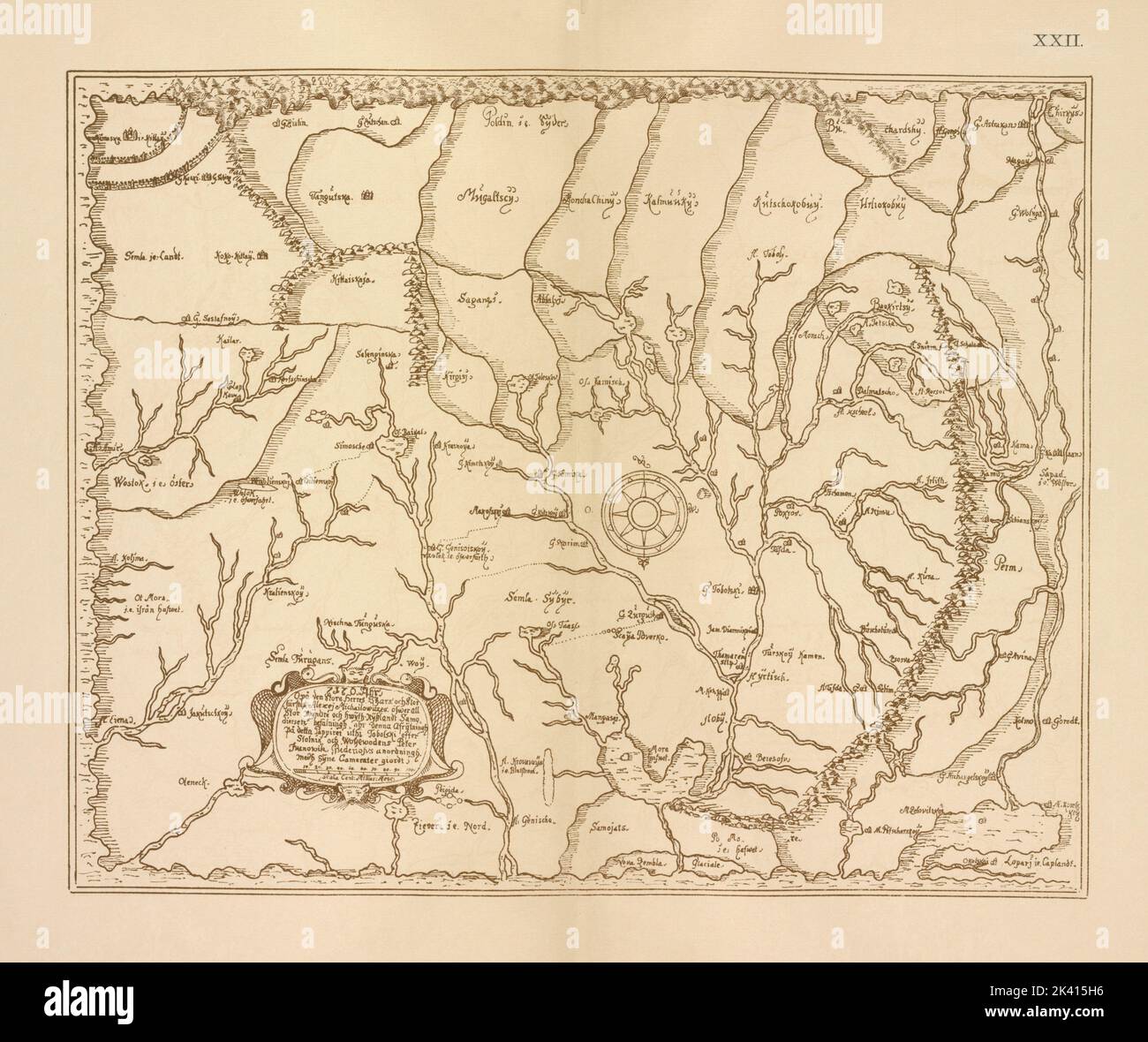 Karta Sibiri P.I. Godunova 1667g. 23, 24 Una mappa della Siberia di P.I ...