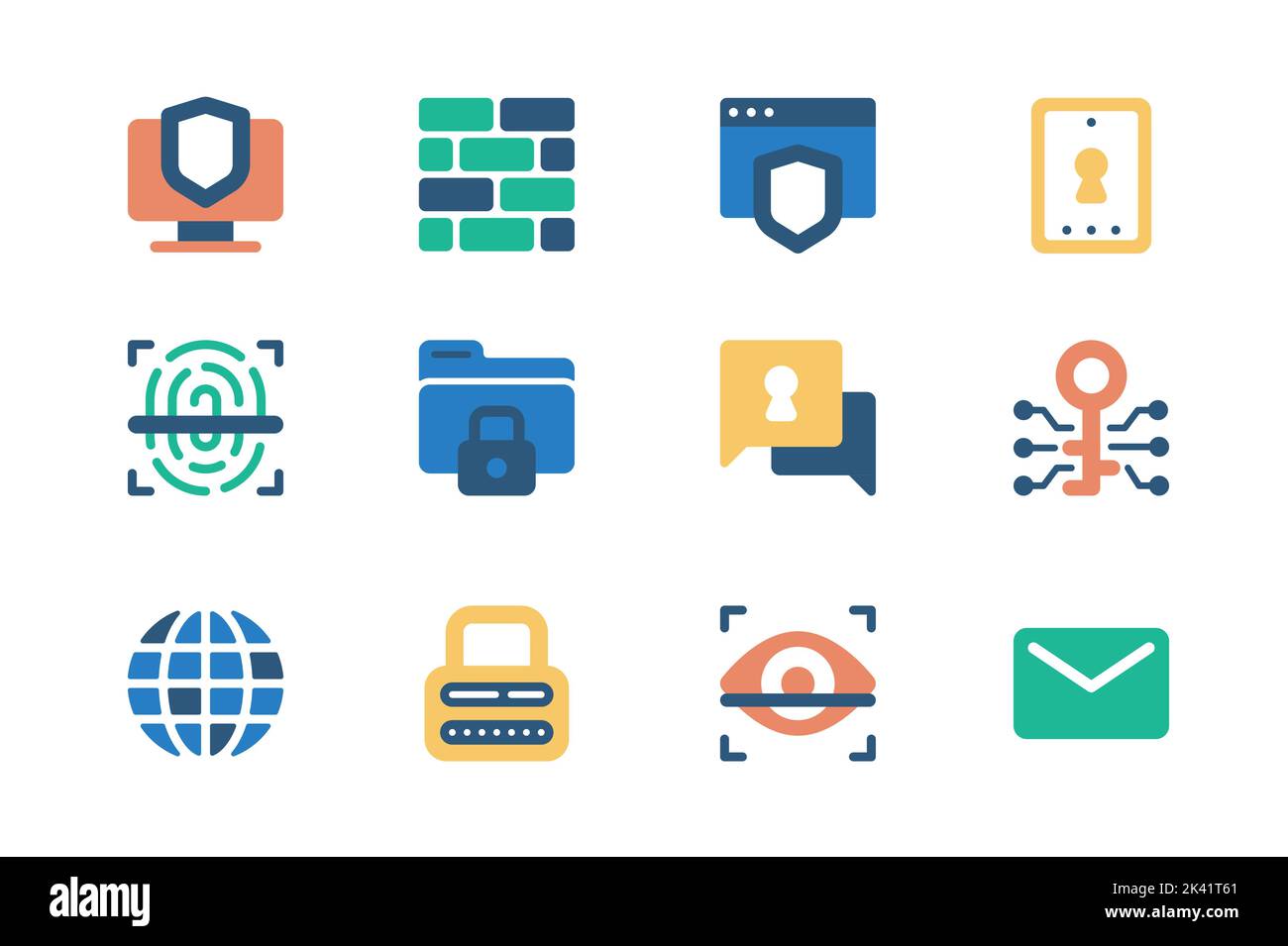 Il concetto di sicurezza informatica delle icone Web è caratterizzato ...