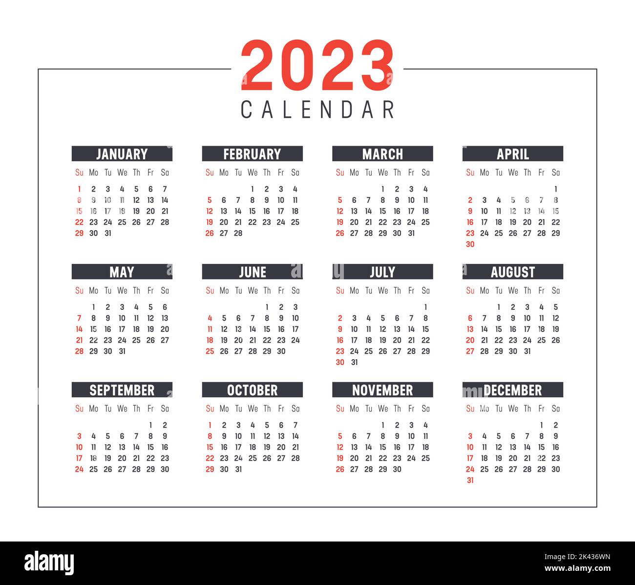 Calendario 2023 vettoriali immagini e fotografie stock ad alta ...