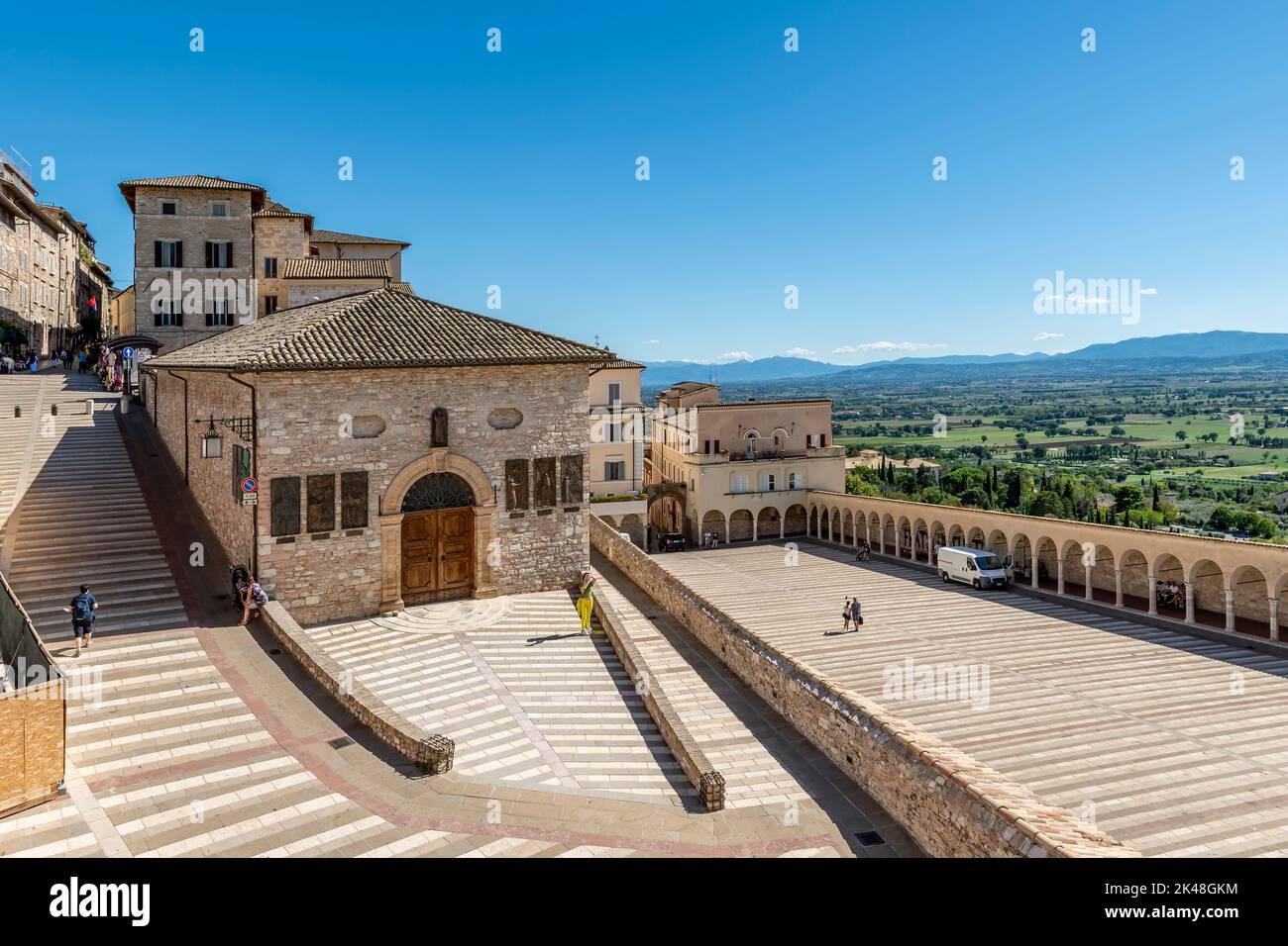 Il centro storico di Assisi, Perugia, Italia, visto dalla Basilica di ...
