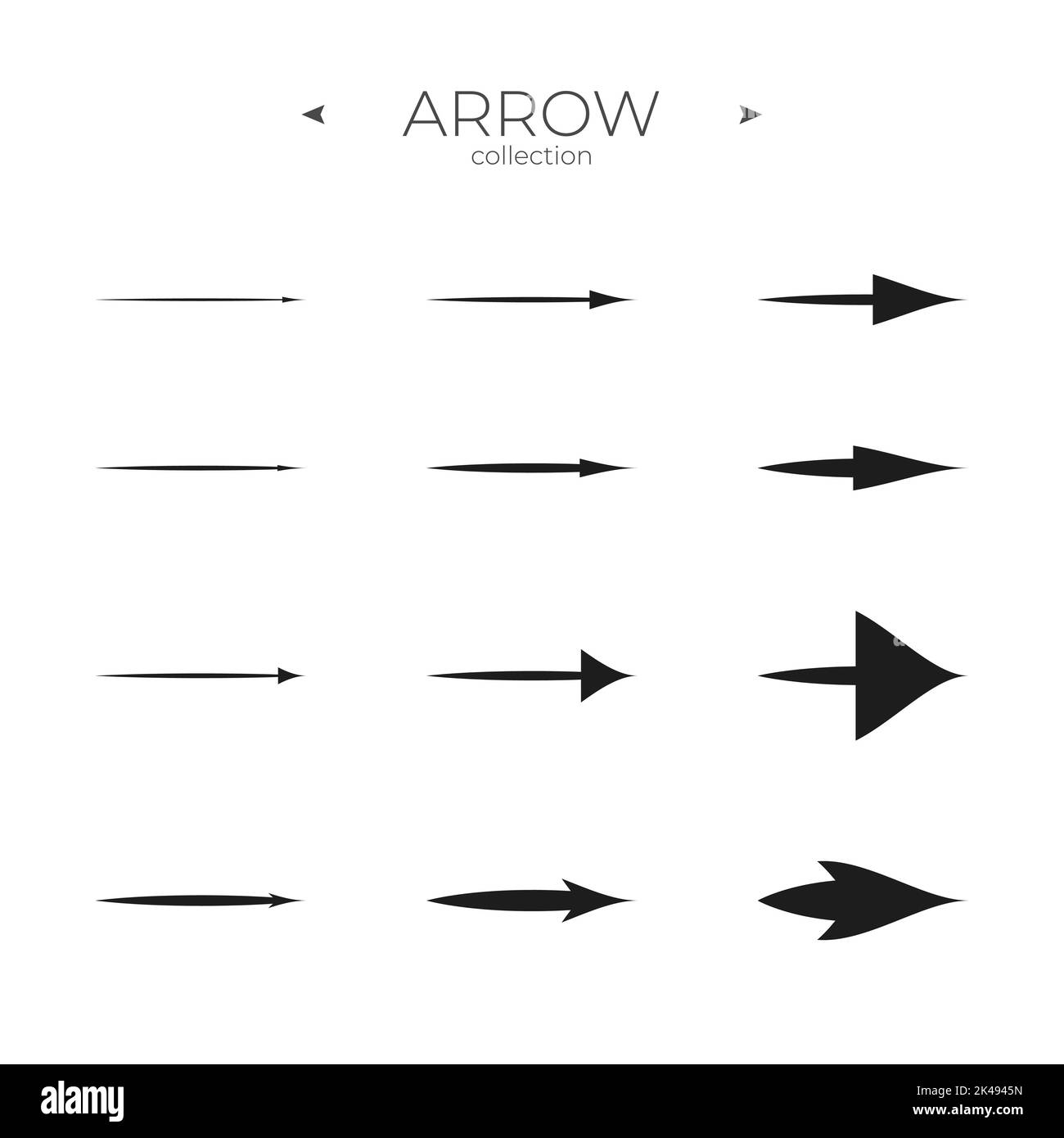 Set Premium di linee a freccia. Raccolta di simboli freccia uniforme ...