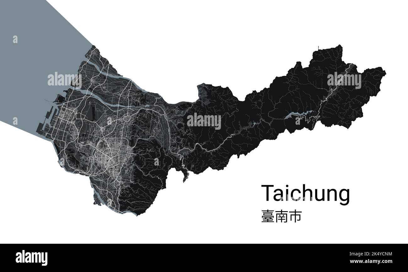 Mappa vettoriale Taichung. Mappa vettoriale dettagliata dell'area ...