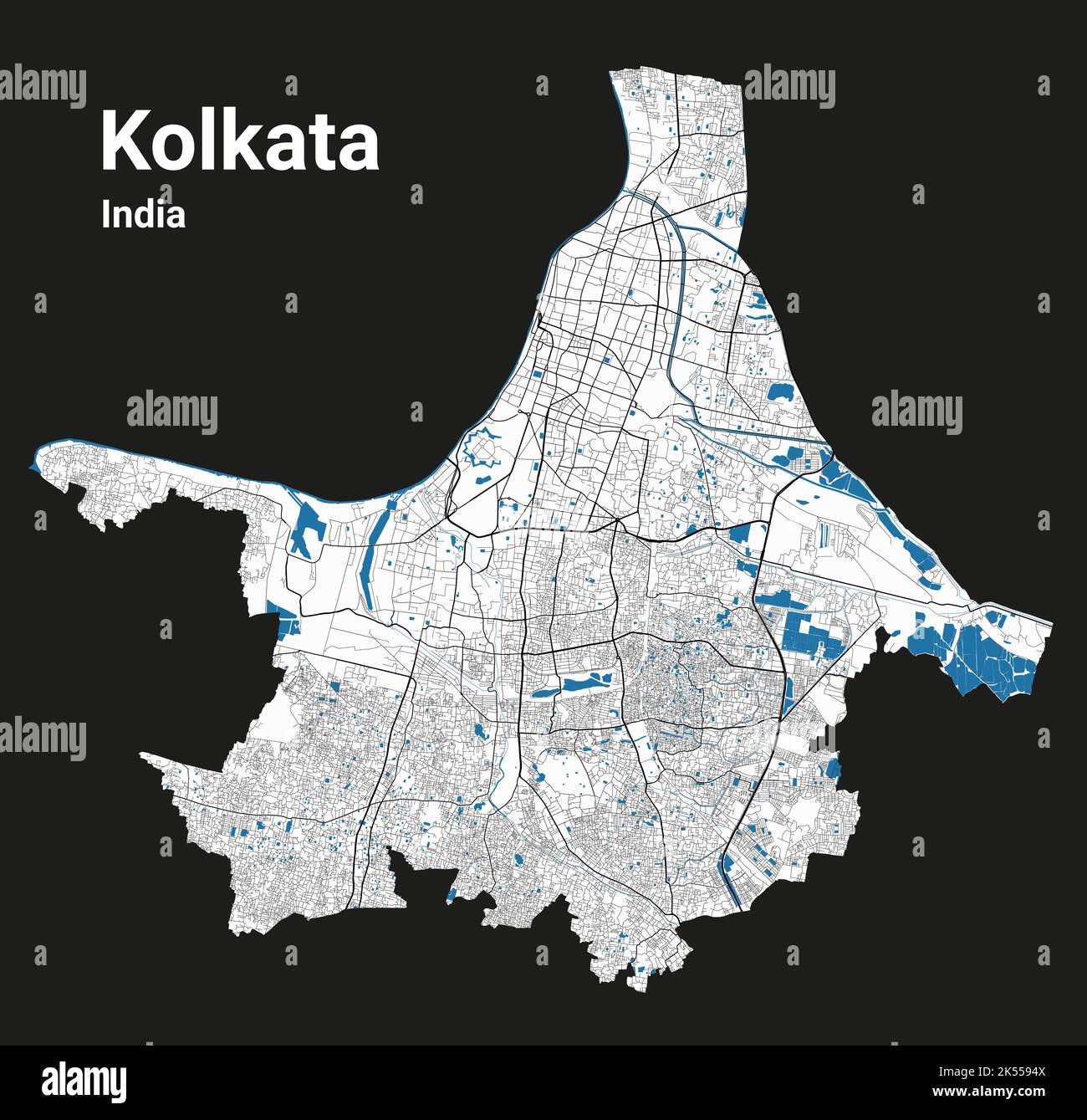 Mappa di Kolkata. Mappa dettagliata dell'area amministrativa della ...