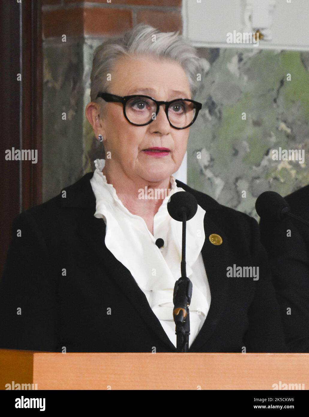 Berit Reiss-Andersen, presidente del Comitato Nobel norvegese, tiene ...