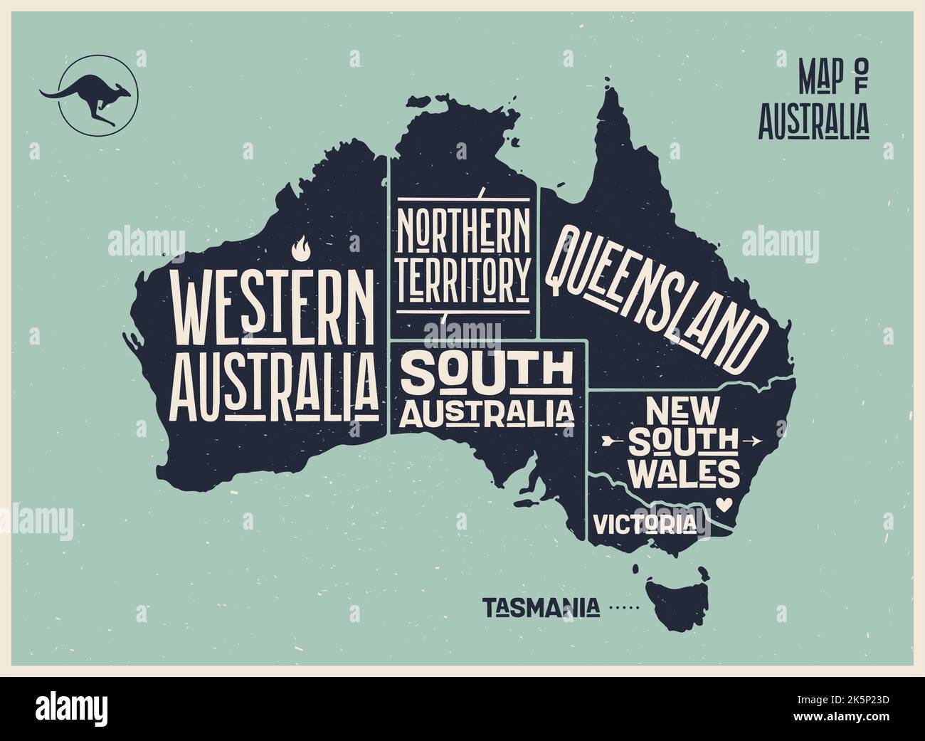 Mappa Australia. Mappa poster dell'Australia. Stampa dell'Australia ...