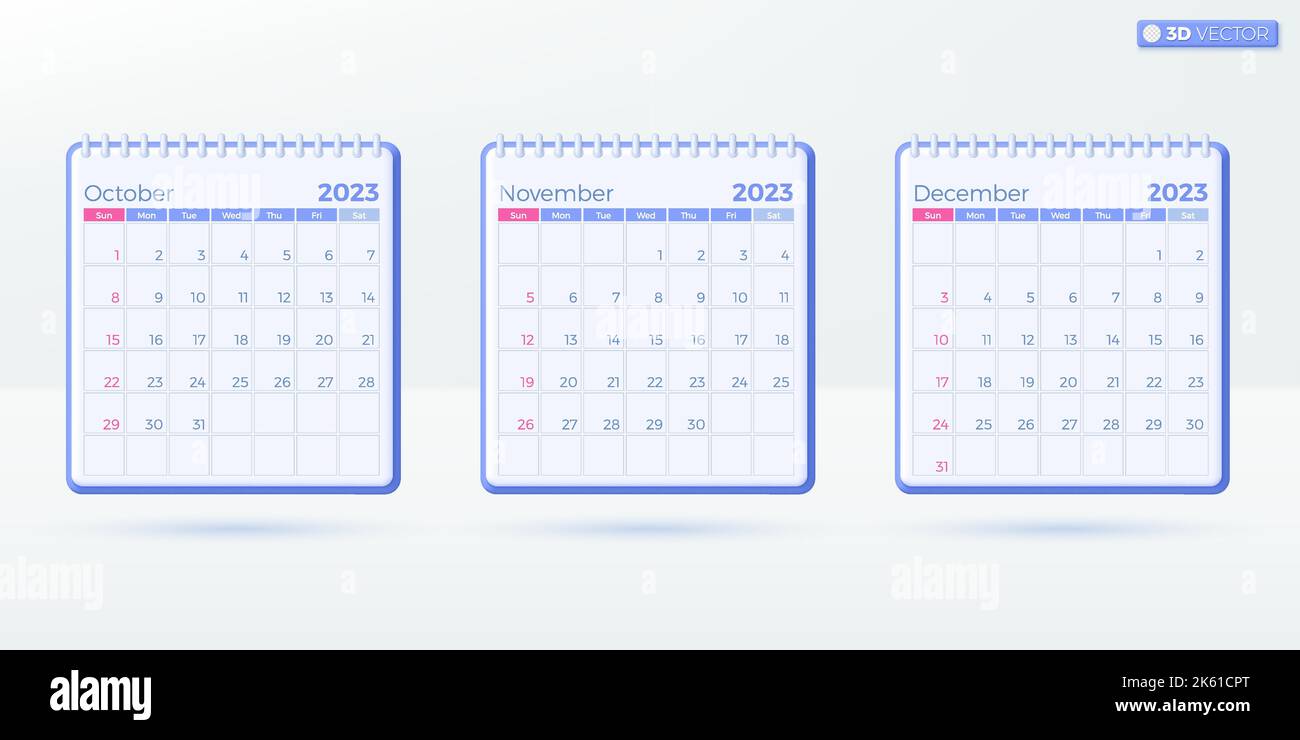 Calendario 3 mesi 2023 modelli. Semplice calendario verticale mensile ...