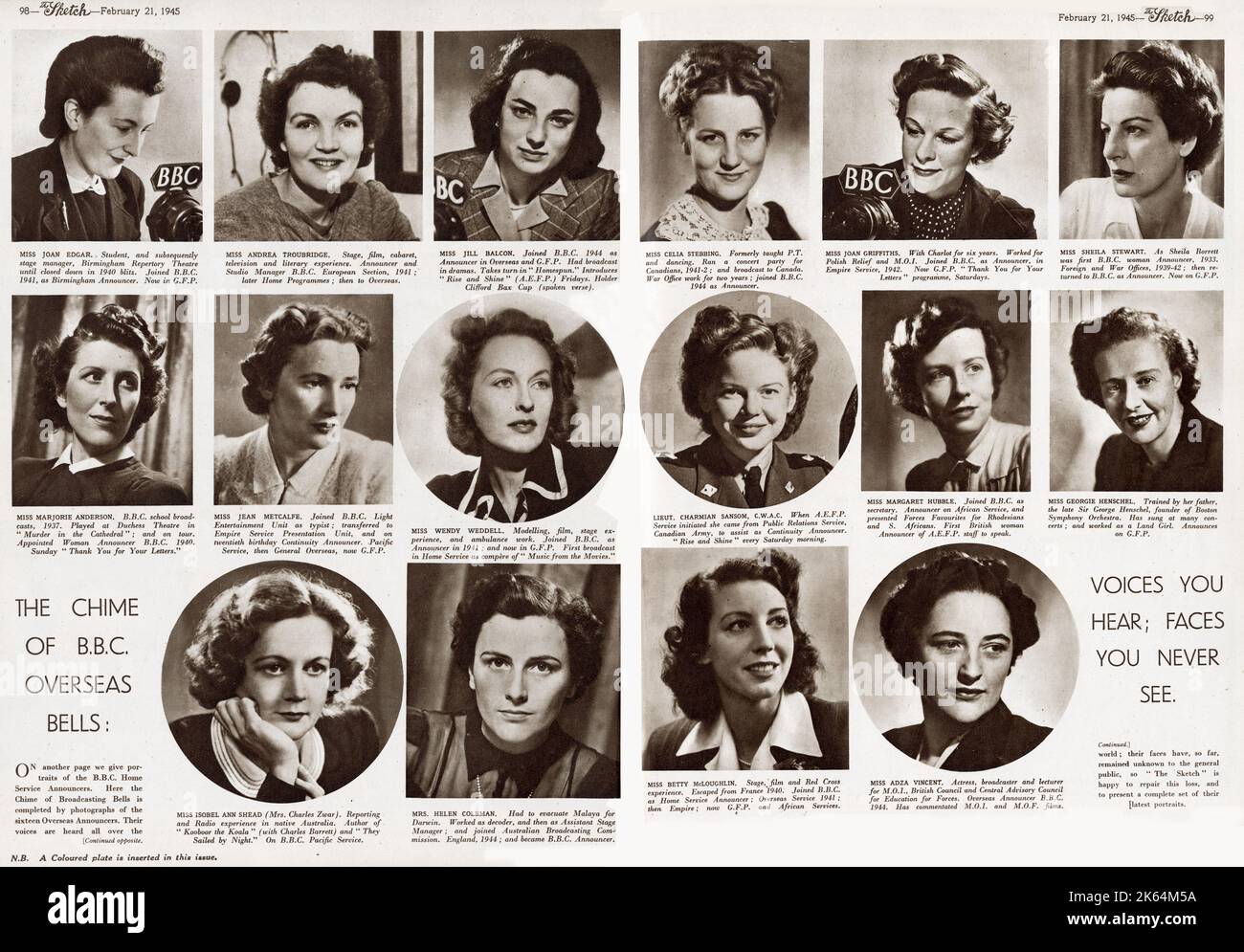 Fotografie di presentatori radiofonici femminili della BBC per il ...